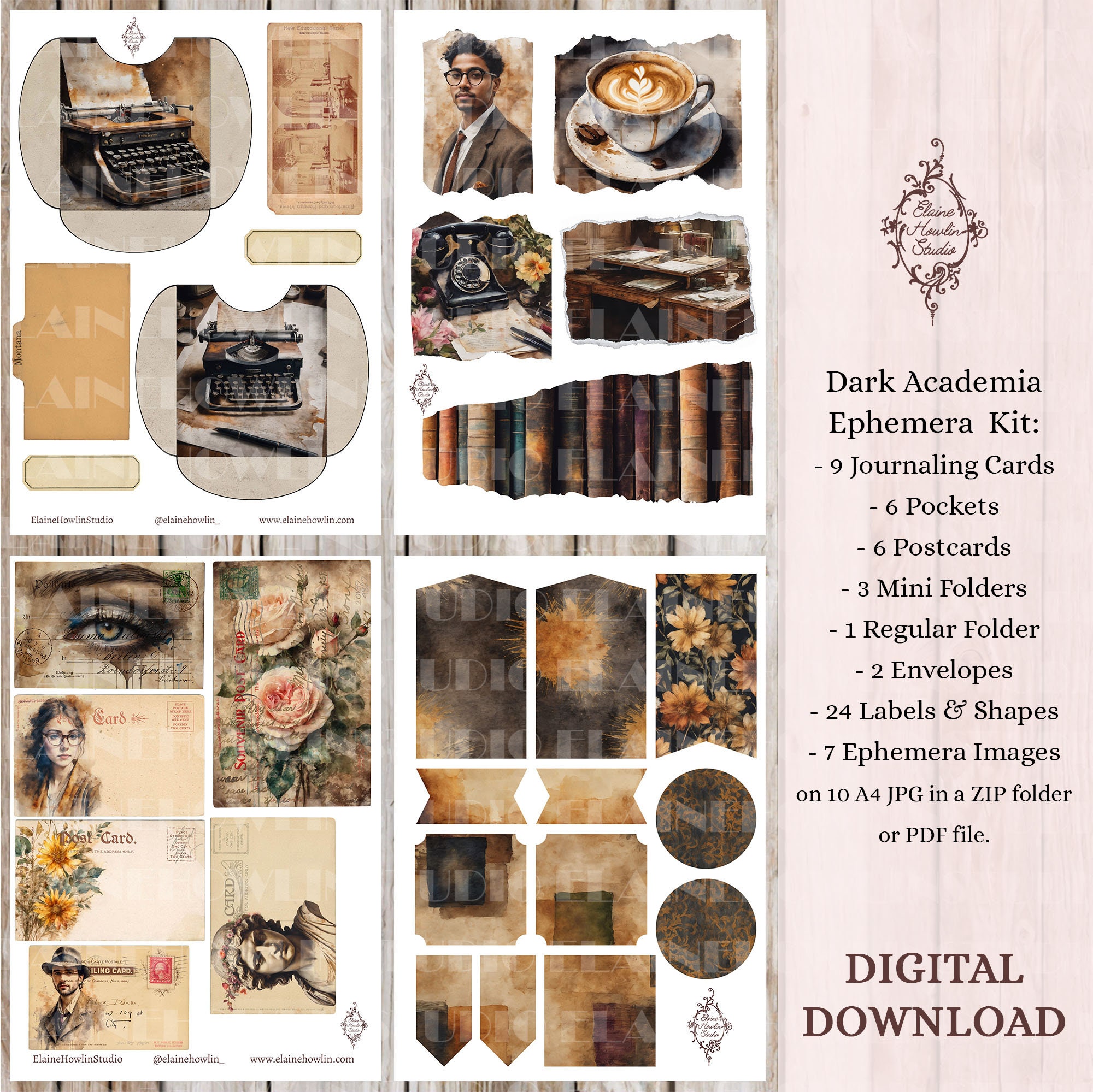 Dark Academia Journal Ephemera, Digital Download, Printable, Junk ...