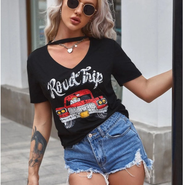 Choker Neck T Shirt - Etsy