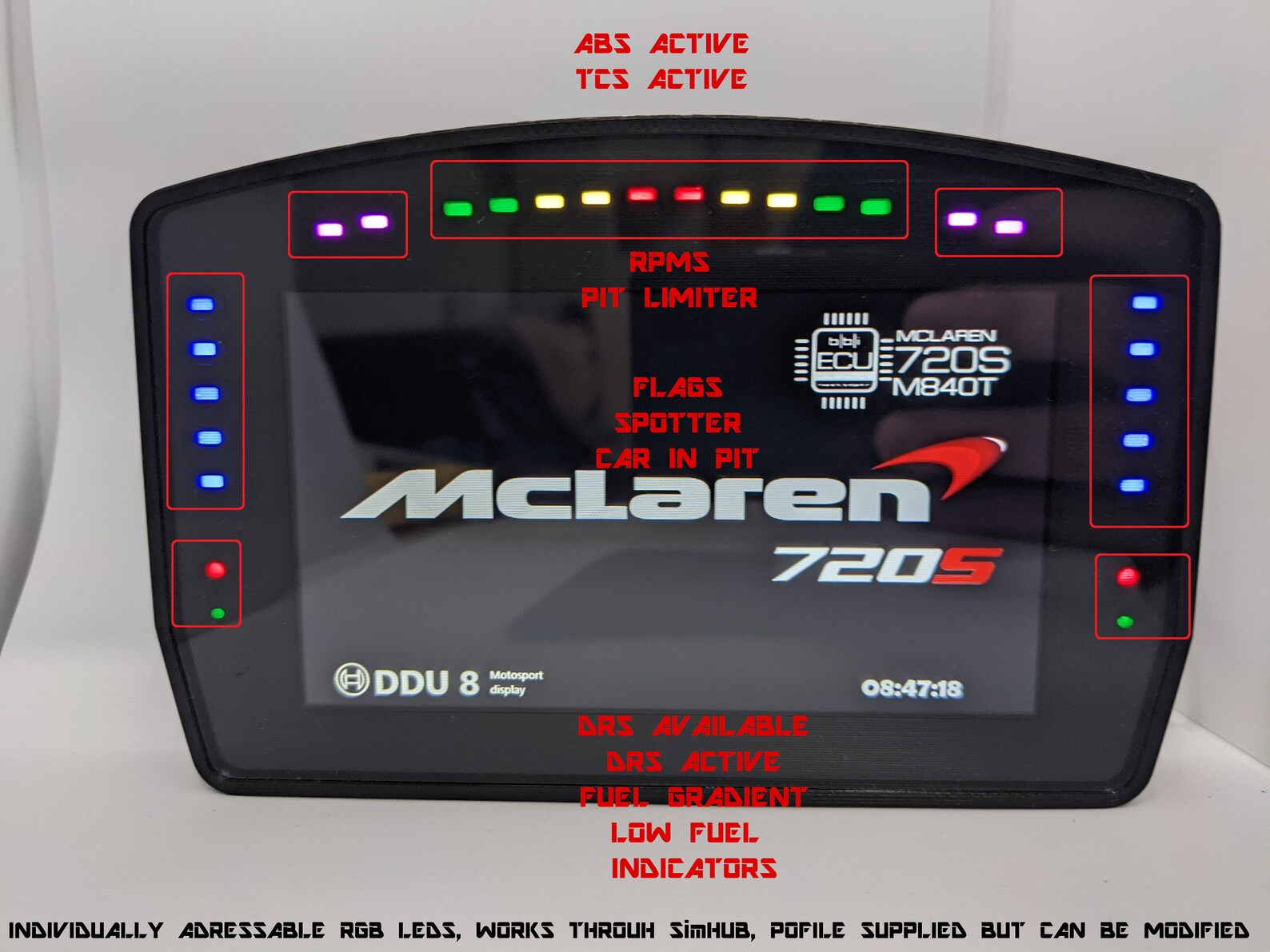 5'' Sim Racing Dash Display DDU 10.5 28leds Plug&play | Etsy