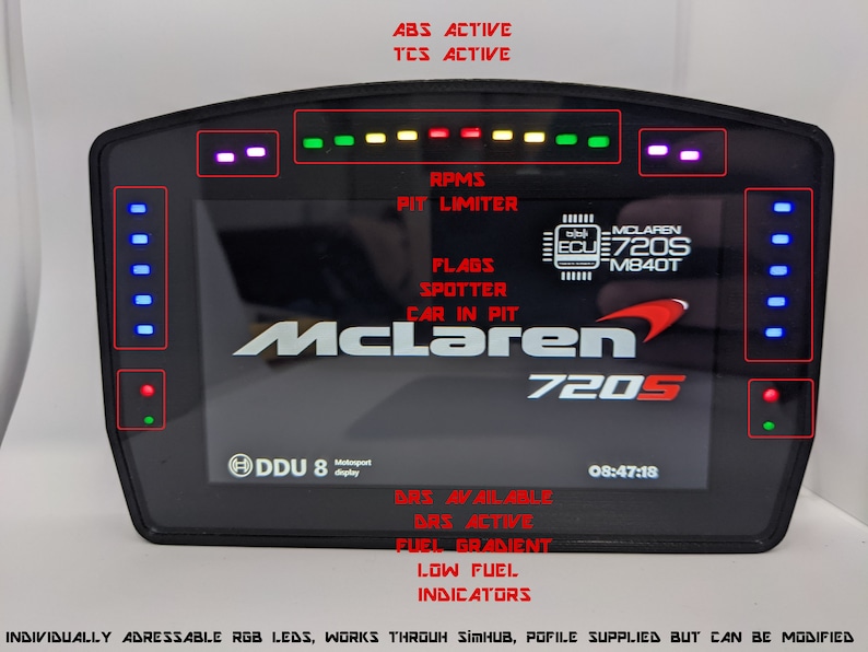 5'' Sim Racing Dash Display DDU 10.5 28leds Plug&play | Etsy