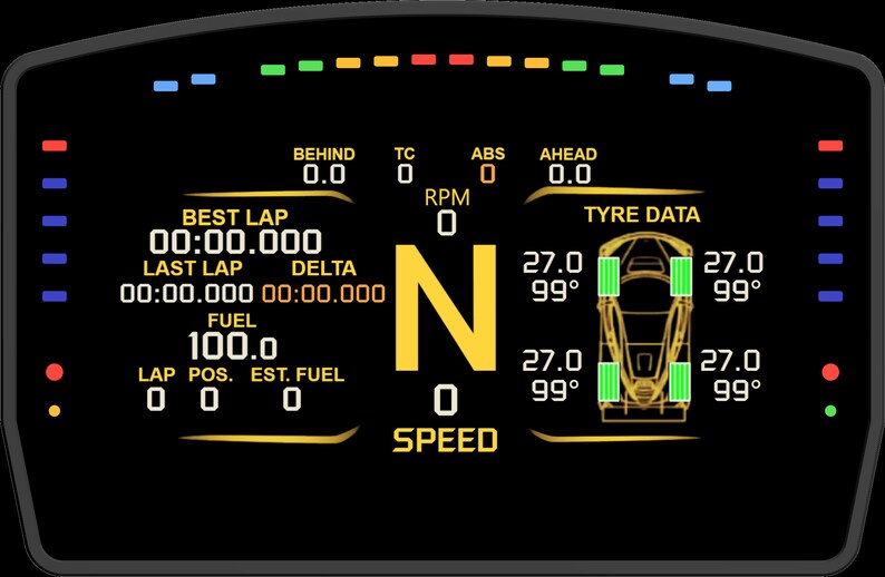 5'' Sim Racing Dash Display DDU 10.5 28leds Fanatec Simucube Moza ...