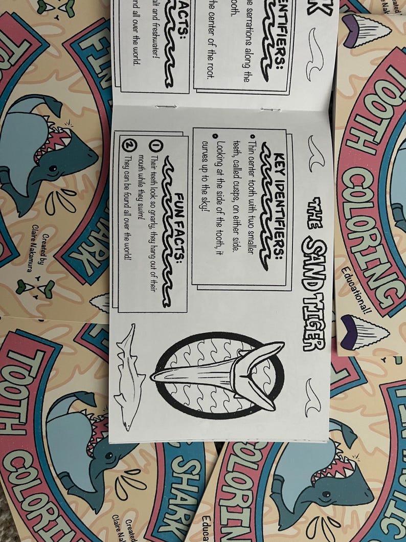 Fin-tastic Shark Tooth Coloring, Educational Coloring, Activity Book ...