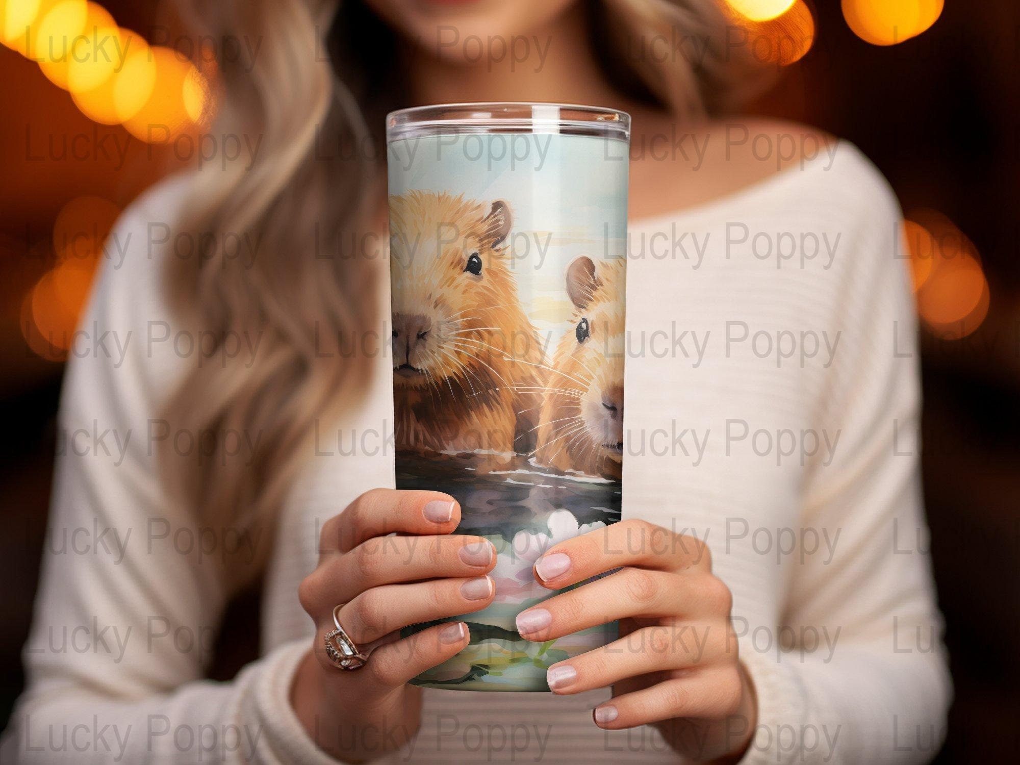 Capybara Digital Wrap, Cute Capybara Animal Print, Capybara Art Tumbler ...