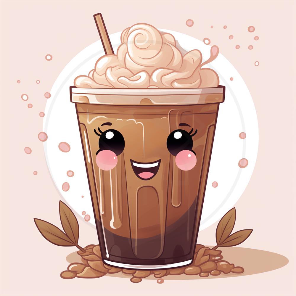 Cute Kawaii Coffee Clipart Happy Iced Coffee Digital Download Adorable ...