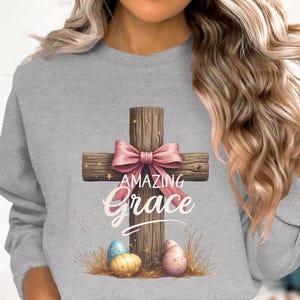 Amazing Grace Cross Easter Design, Cute Easter Egg Digital Art ...