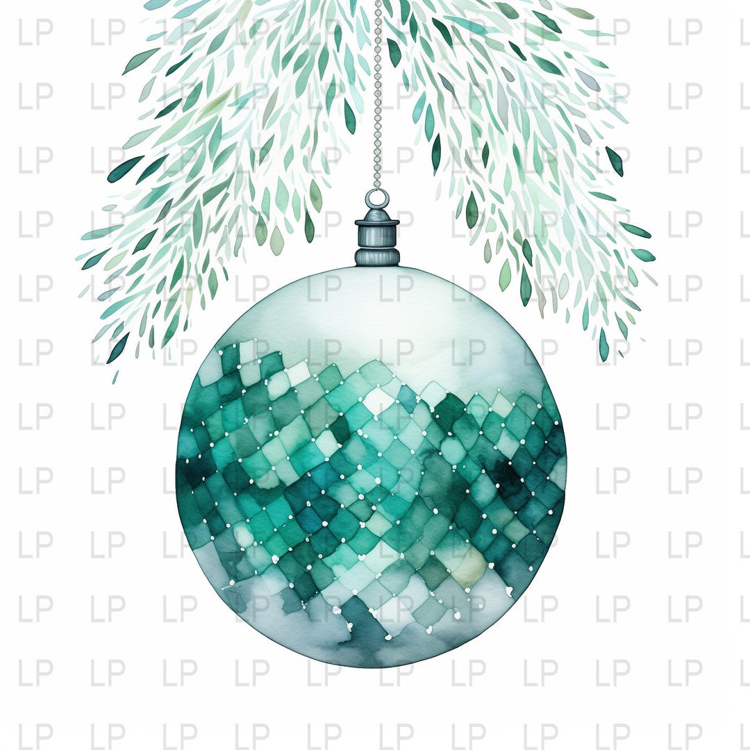 Watercolor Christmas Ornament PNG, Holiday Decoration Clipart, Festive ...