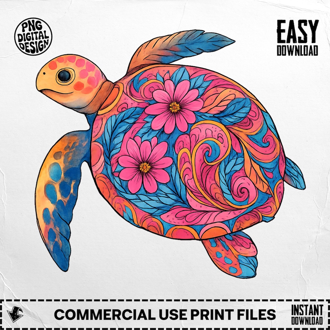 Floral Turtle PNG, Flower Turtle Clipart, Sea Turtle Png, Boho Turtle ...