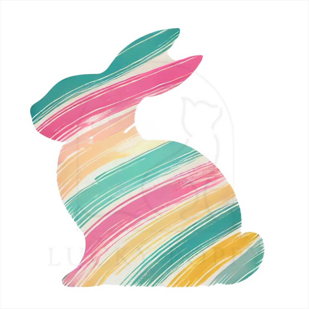 Cute Rainbow Striped Bunny PNG, Spring Bunny Digital Design, Easter ...