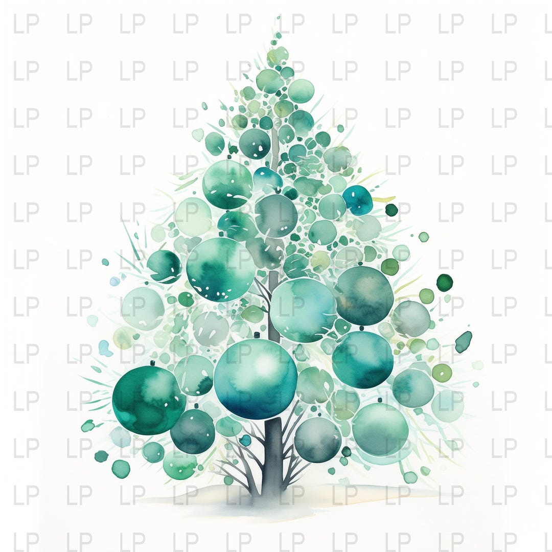 Watercolor Christmas Tree Clipart, Green Holiday Tree PNG, Xmas Tree ...