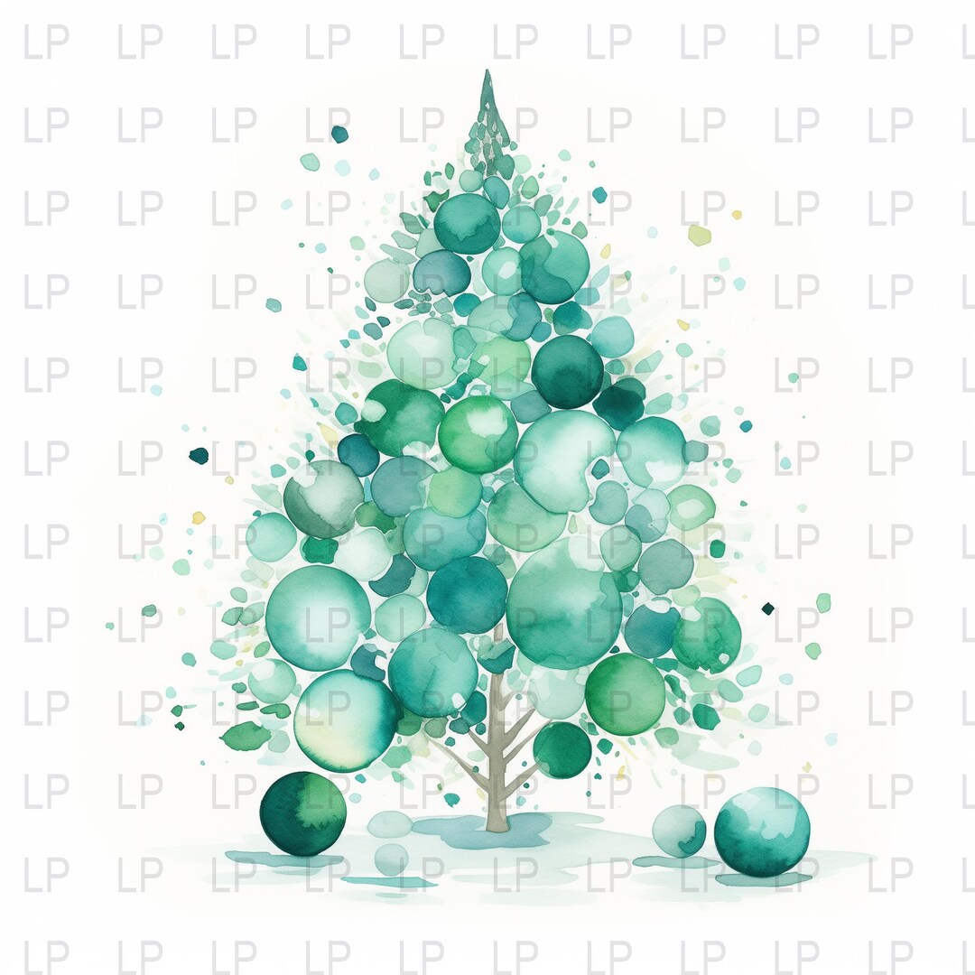 Christmas Tree Digital Art PNG, Watercolor Christmas Tree Printable ...