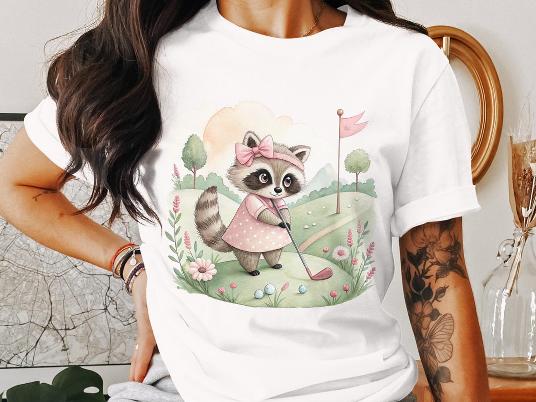 Cute Coquette Raccoon Golf PNG, Golf Clipart, Adorable Raccoon Golfer ...