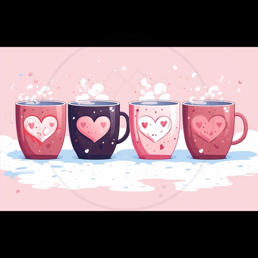 Cute Heart Coffee Mug Clipart, Digital Mug Clip Art, Girly Coffee Cup ...