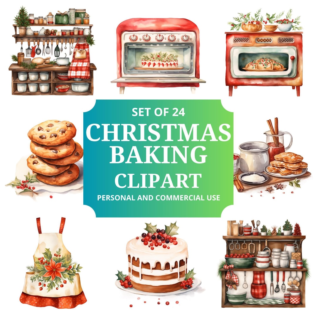 Christmas Bundle Png, Watercolor Baking Clipart, Baking Supplies Png ...