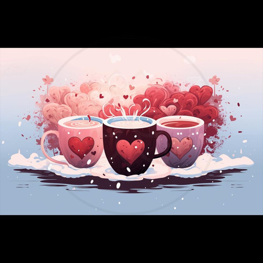 Valentine's Day Coffee Cup Clipart, Heart Mug Digital Download ...