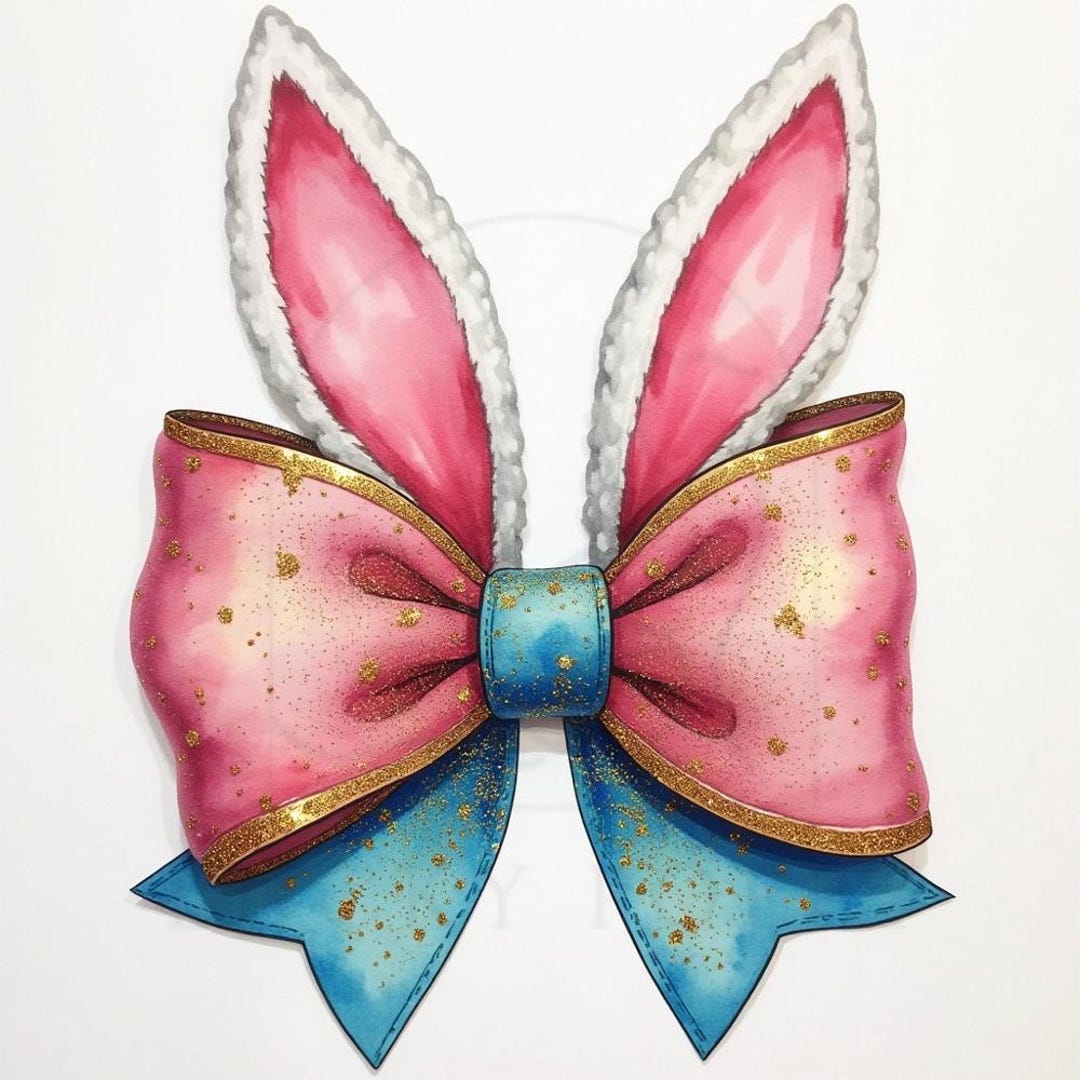 Bunny Ears Ribbon Bow PNG, T Shirt Transfer Design, Cute Bow With ...