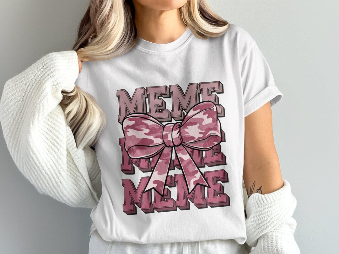 Meme Camo Bow Digital PNG, Trendy Meme Print, Insta Meme Bow Design ...