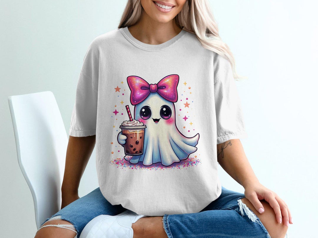 Cute Ghost Drinking Bubble Tea PNG, Kawaii Ghost Clipart, Boba Tea ...