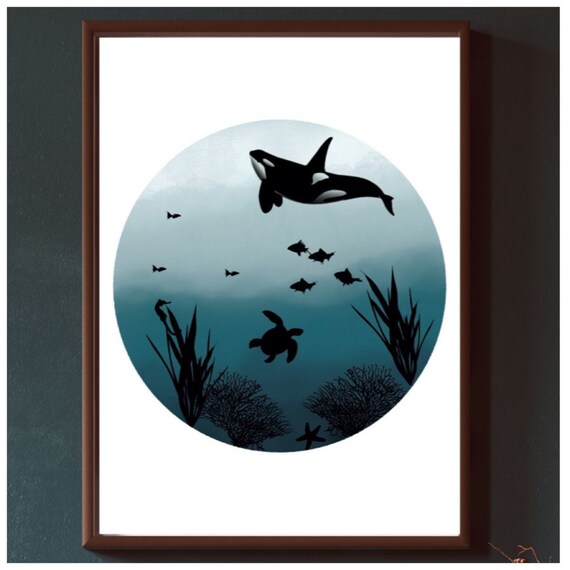 Ocean Whale Under the Sea Poster Print Decor Print - Etsy