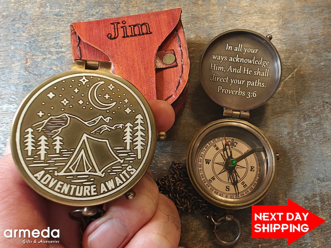 Personalized Brass Compass: Engraved Gift for Camping, Hiking, Nature ...