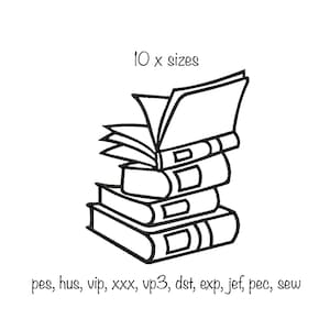 Digital Download Stack of Books Silhouette Outline Machine Embroidery ...