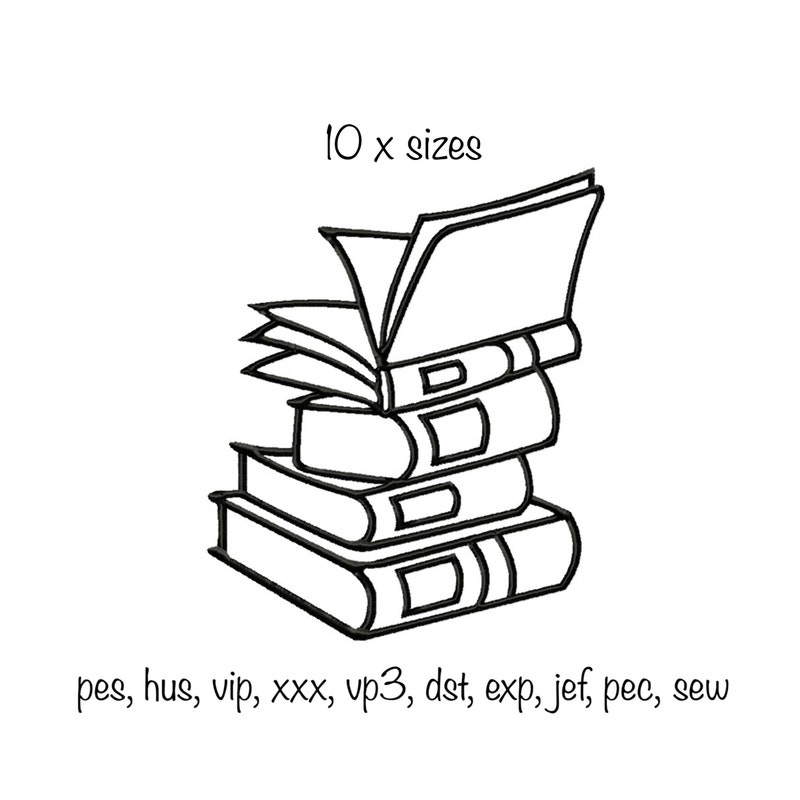 Books Stacked Outline - Etsy