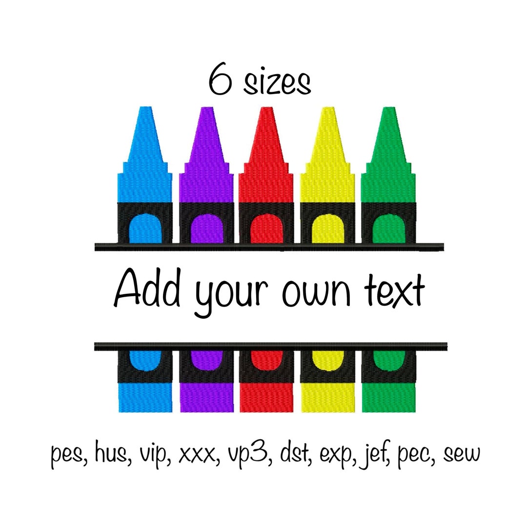 Digital Download Crayons Split Monogram Machine Embroidery Design 5 ...