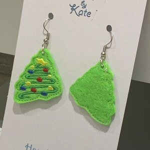 Instant Download Felt Christmas Tree Earrings Machine Embroidery Design ...