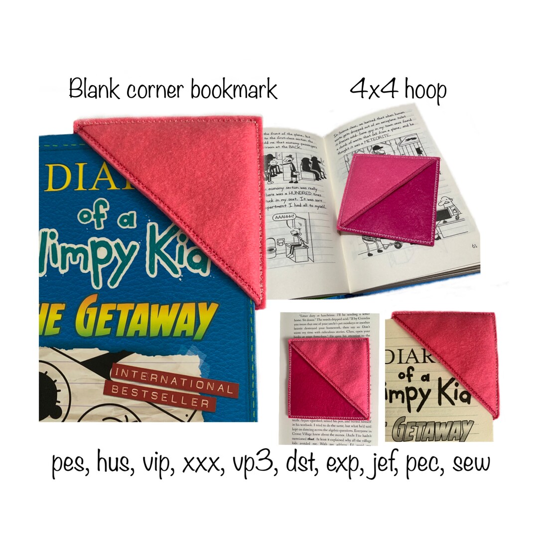 Digital Download Blank Corner Bookmark Machine Embroidery Design 4x4 ...