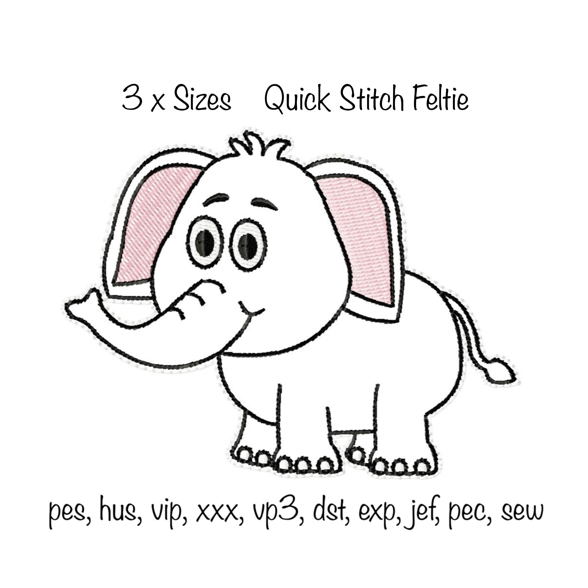 Instant Download 3 Sizes Elephant Quick Stitch Feltie Outline Machine ...