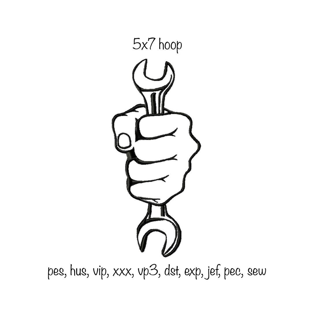 Digital Download 5x7 Hoop Mechanic Man Tools Hand Machine Embroidery ...