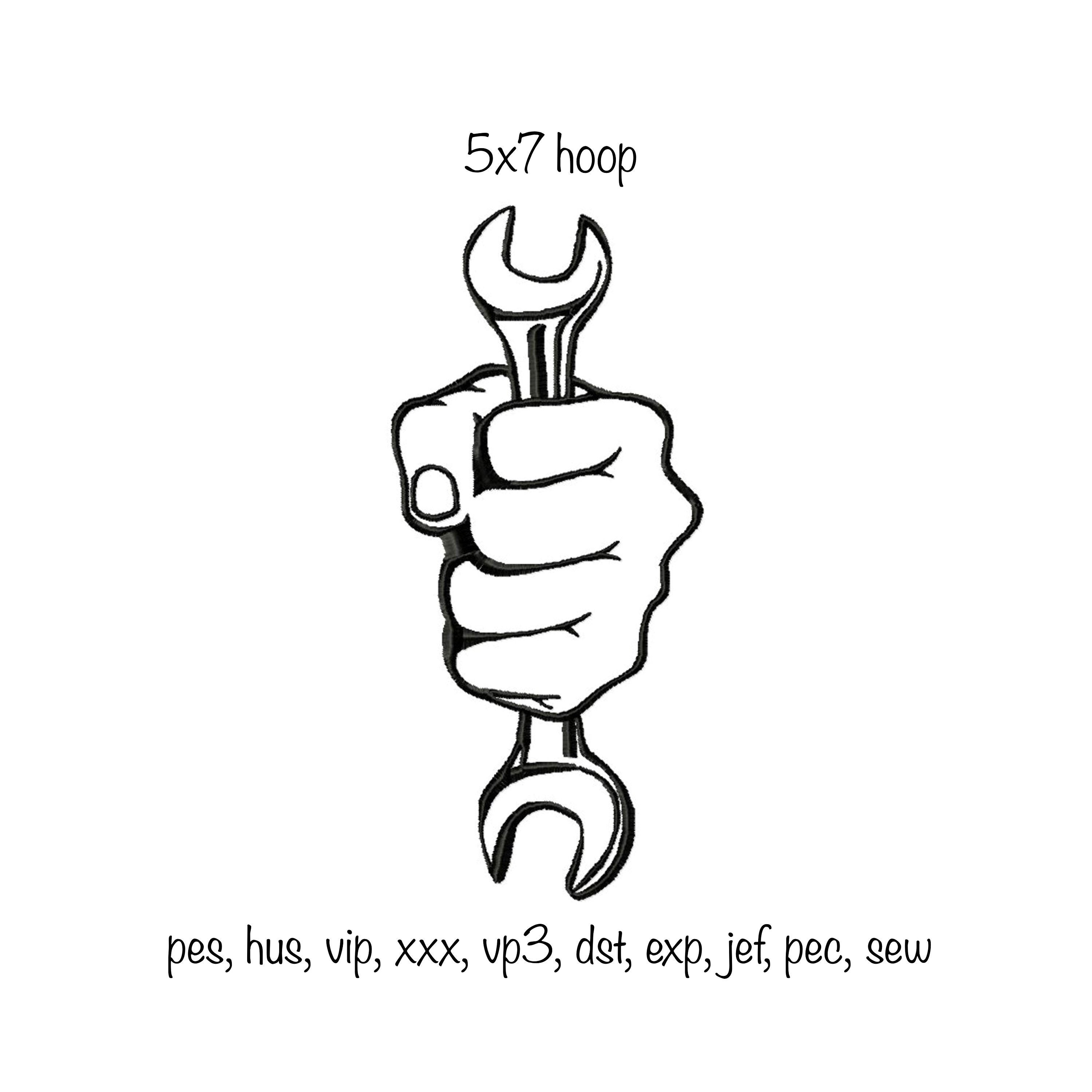 Digital Download 5x7 Hoop Mechanic Man Tools Hand Machine Embroidery ...