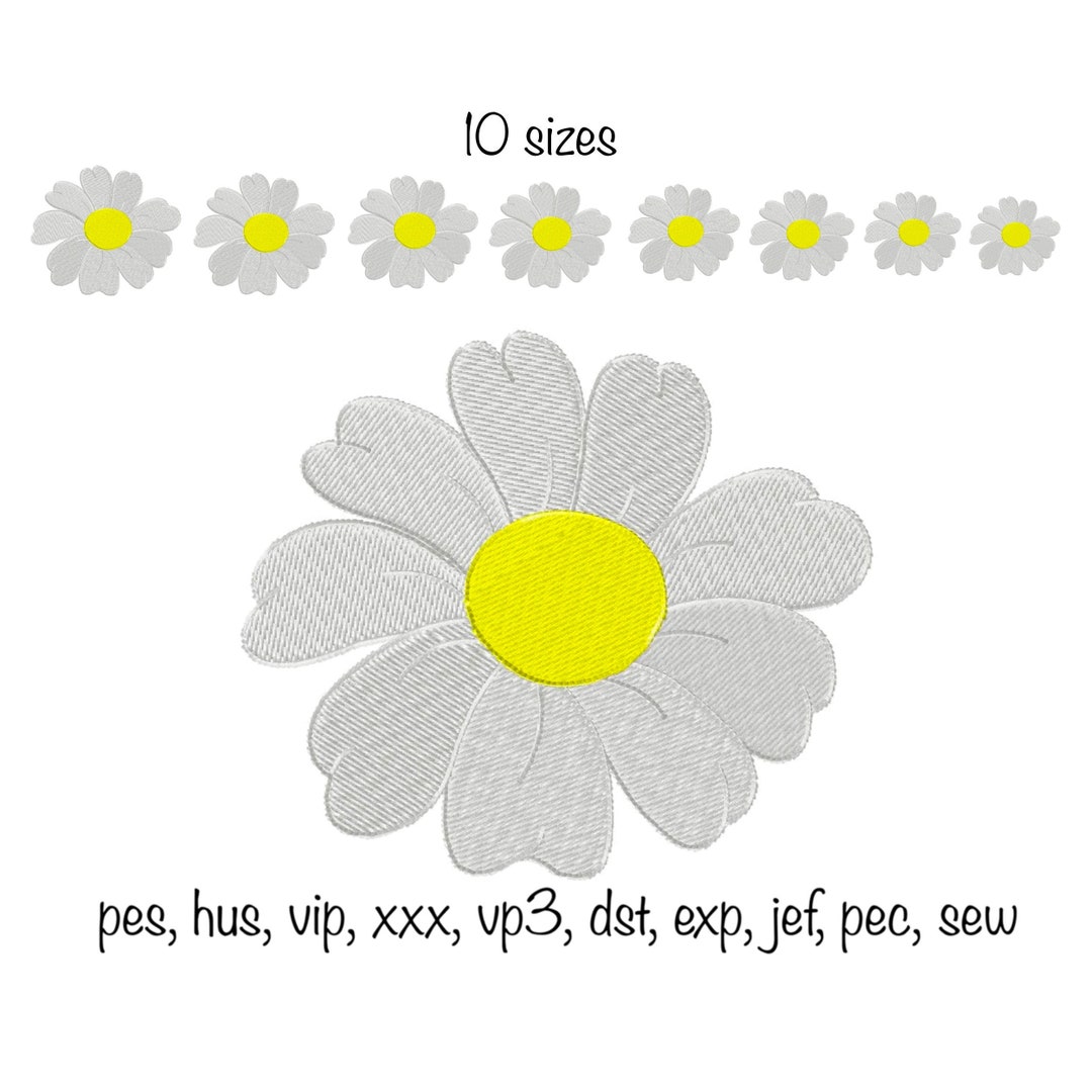 Digital Download 10 Sizes Daisy Flower Machine Embroidery Design in ...