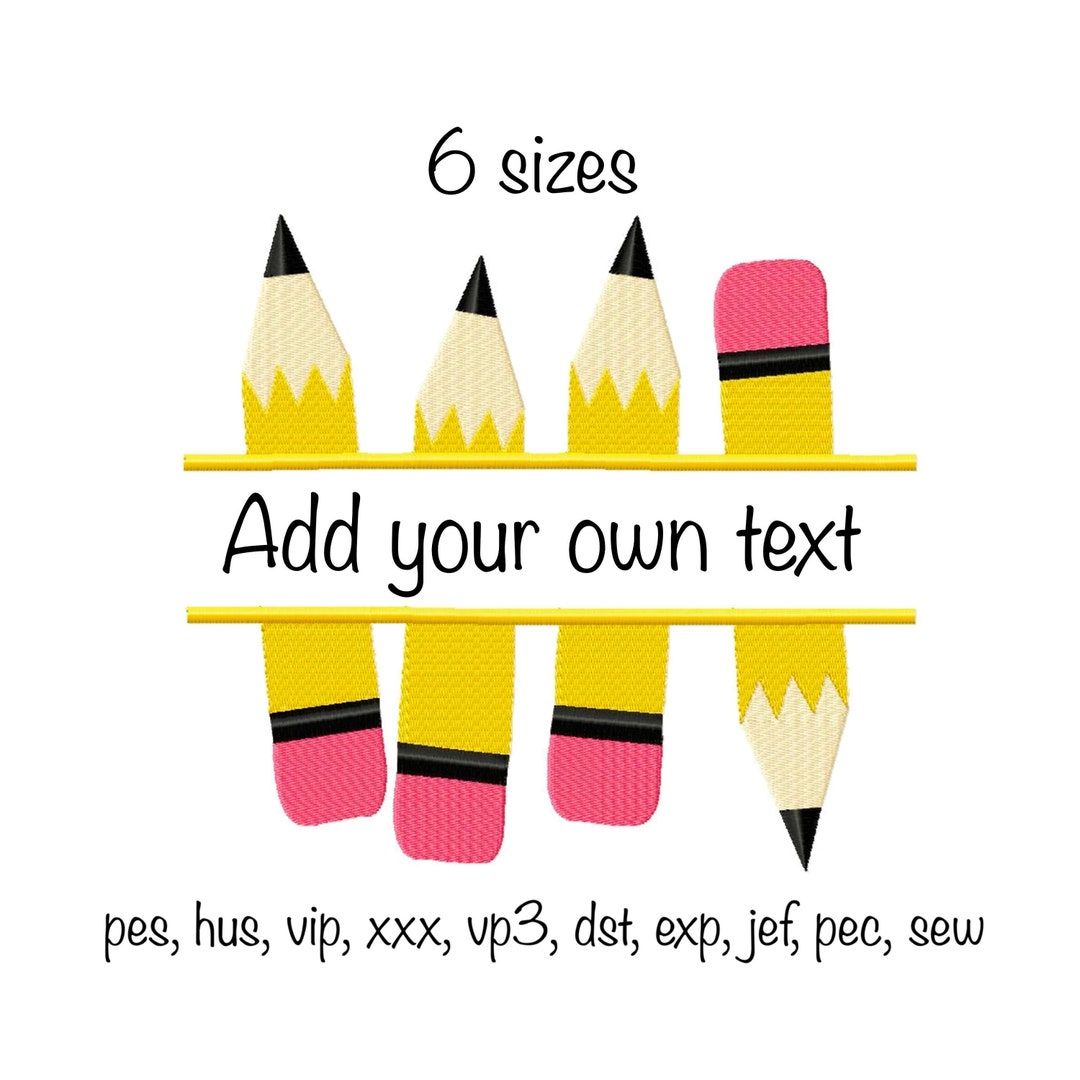 Digital Download Pencils Split Monogram Machine Embroidery Design 5 ...