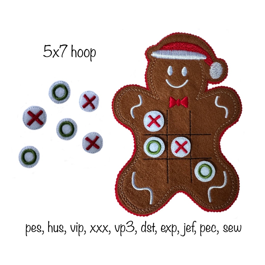 Digital Download Gingerbread Man Christmas Tic Tac Toe Game in the Hoop ...