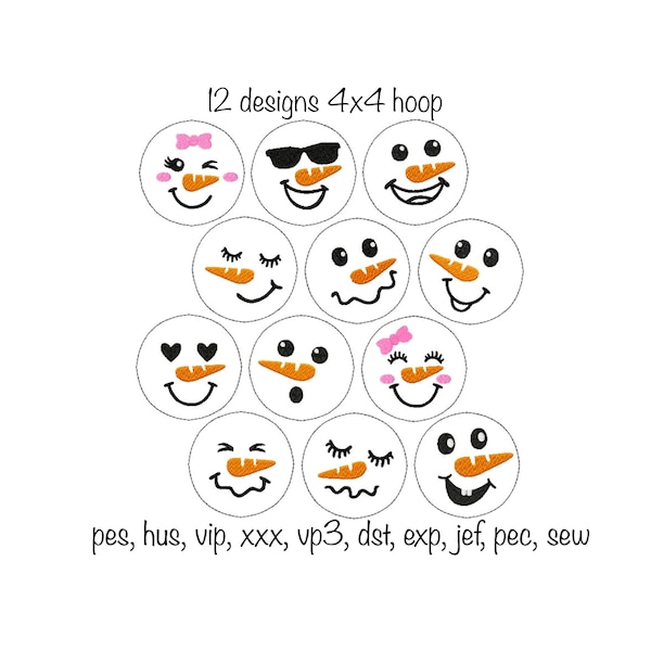 Snowman Face Embroidery - Etsy