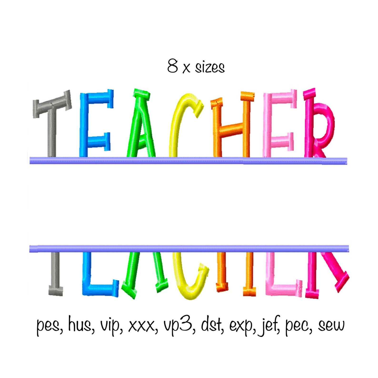 Digital Download Teacher Split Monogram Machine Embroidery Design 8 ...