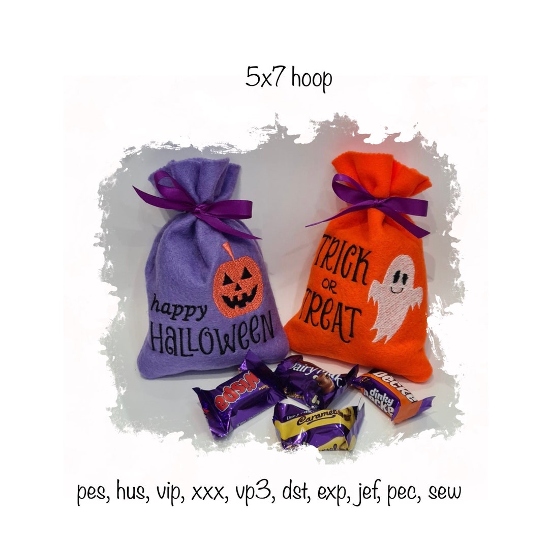 Digital Download 5x7 Size 2 Pack Halloween Treat Bag in the Hoop ...