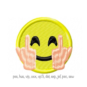 Digital Download Rude Middle Finger Smiley Face Machine Embroidery ...