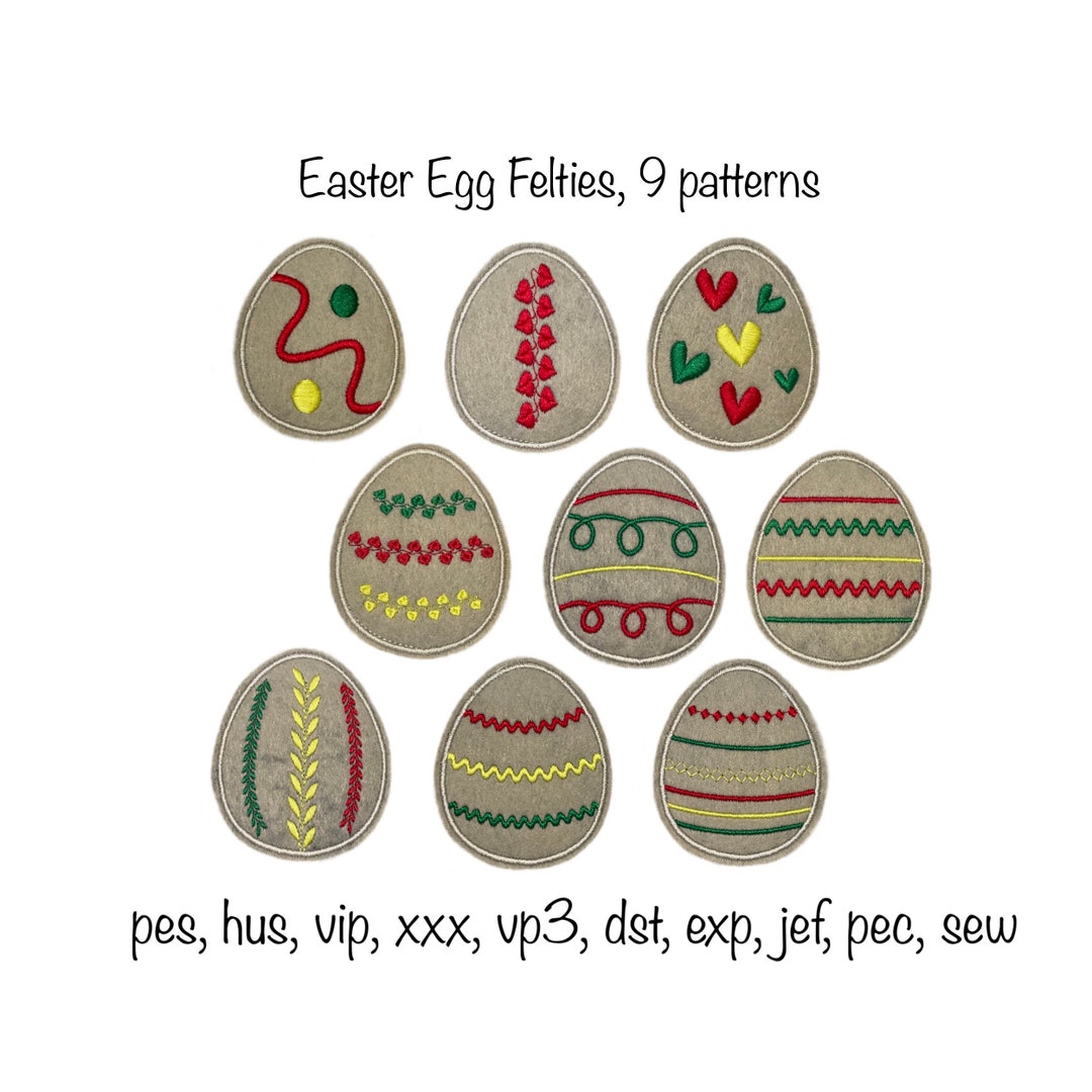 Instant Download 9x Easter Egg Hunt Quick Felties or Ornaments Machine Embroidery Design in ...
