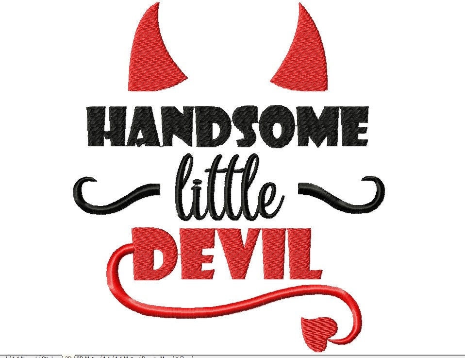Digital Download Handsome Little Devil Funny Halloween Embroidery ...