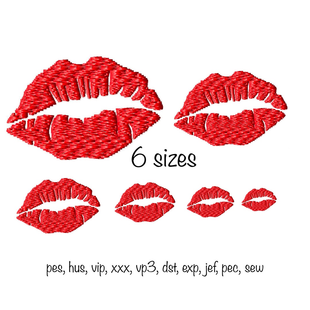 Digital Download Lips Shape 6 Sizes Machine Embroidery Design in ...