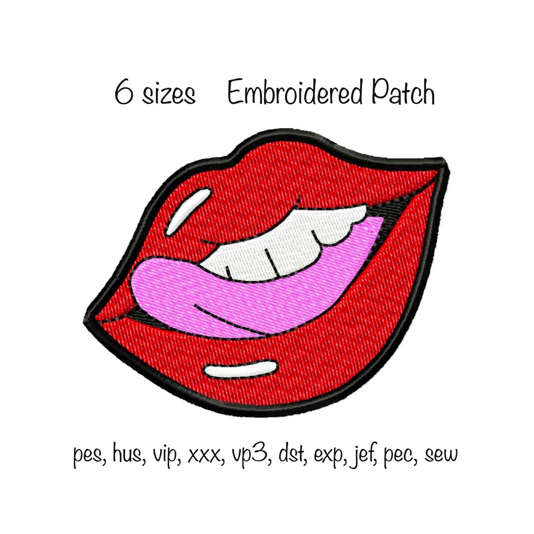 Digital Download Lips 6 Sizes Iron on Sew on Patch Machine Embroidery ...