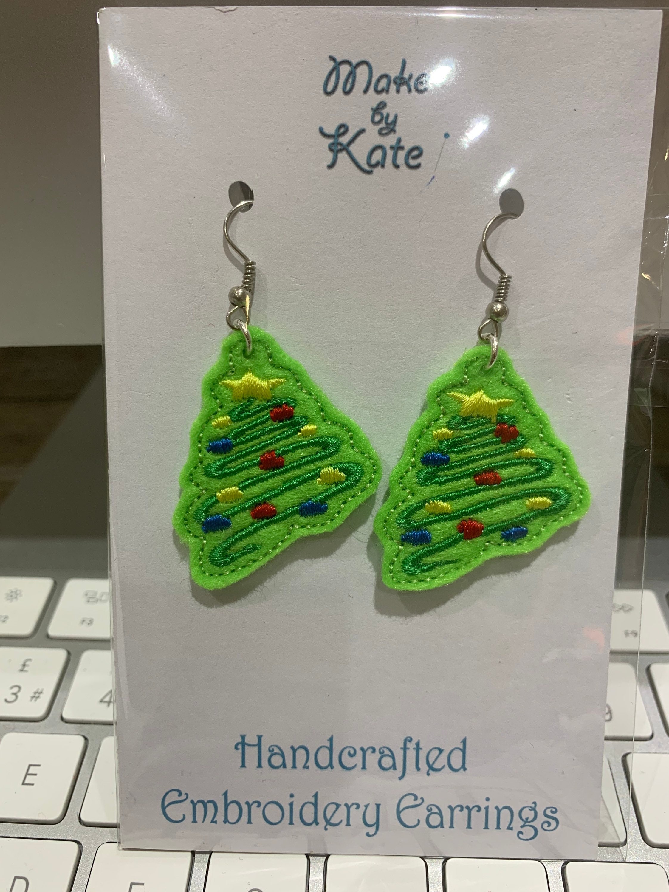 Instant Download Felt Christmas Tree Earrings Machine Embroidery Design ...