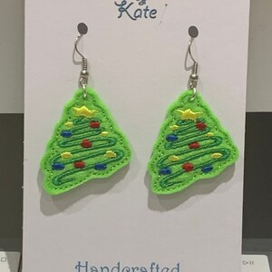 Instant Download Felt Christmas Tree Earrings Machine Embroidery Design ...