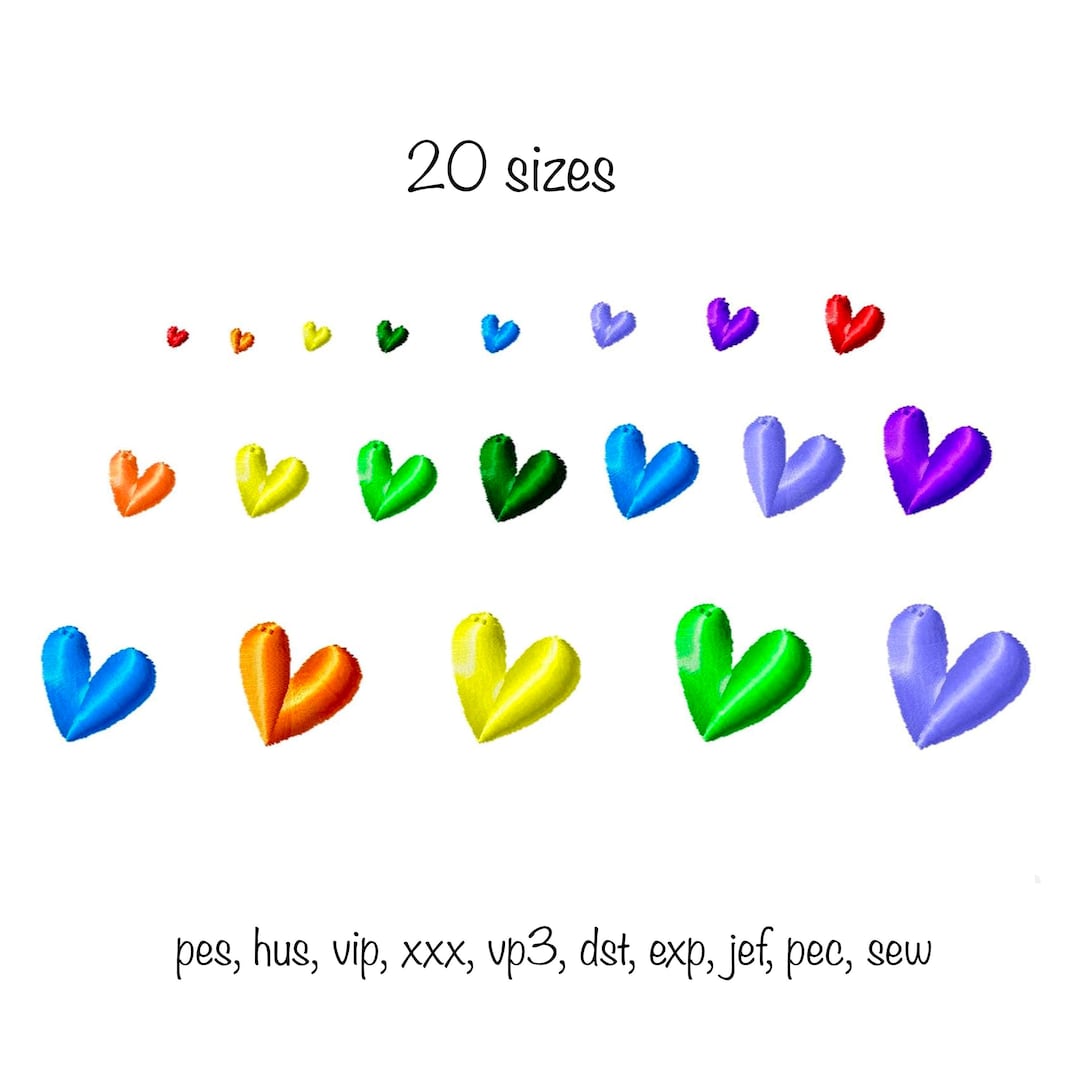 Digital Download Mini Heart Shape 20 Sizes Machine Embroidery Design in ...