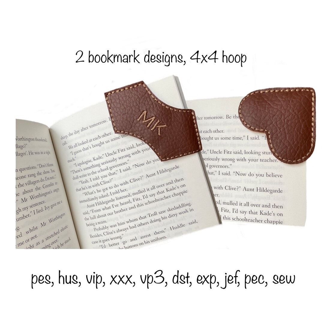 Digital Download Leather Corner Bookmark 2 Shapes Machine Embroidery ...
