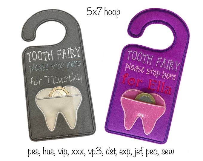 ITH Tooth Pocket Embroidery Design File Tooth Pocket Design ITH Tooth ...