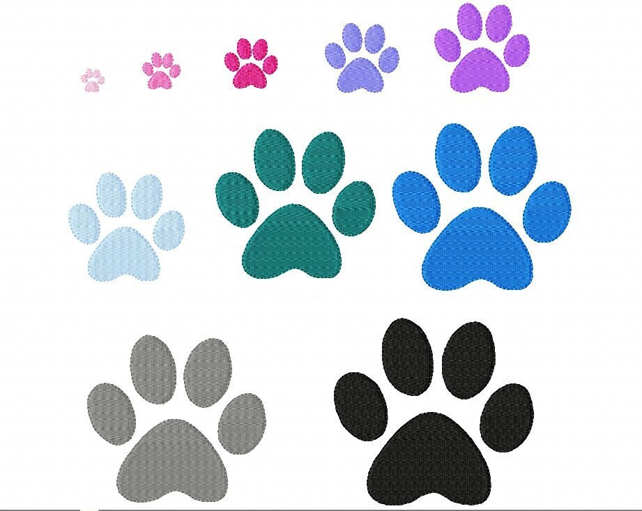 Digital Download Paw Print Shape 10 Sizes Cat Dog Machine Embroidery ...