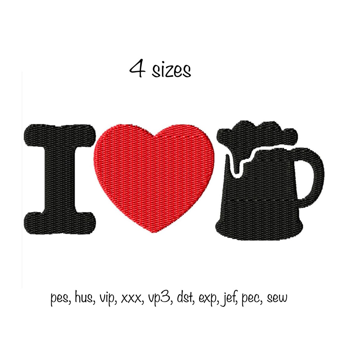 Digital Download I Love Heart Beer 4 Sizes Machine Embroidery Designin ...