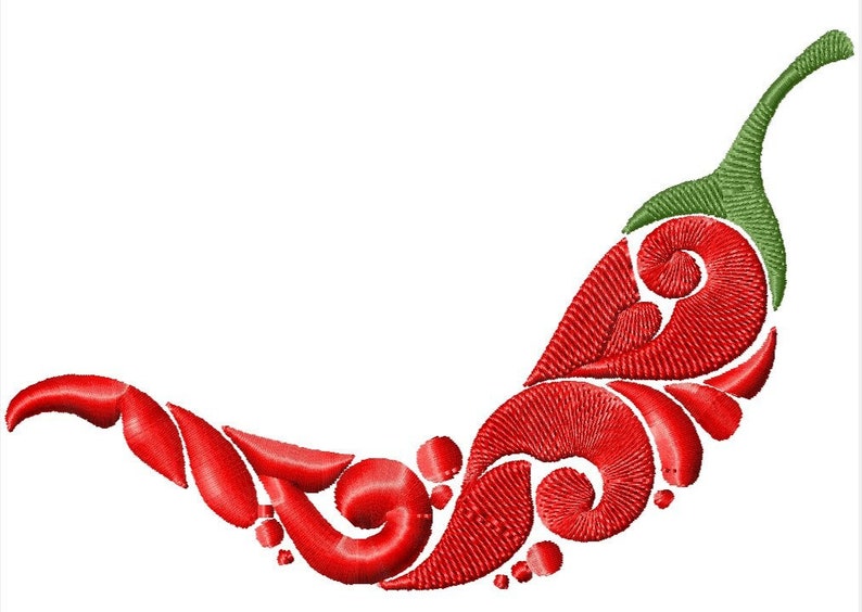 Digital Download 5x7 Hoop Hot Red Pepper Machine Embroidery Design 4x4 ...